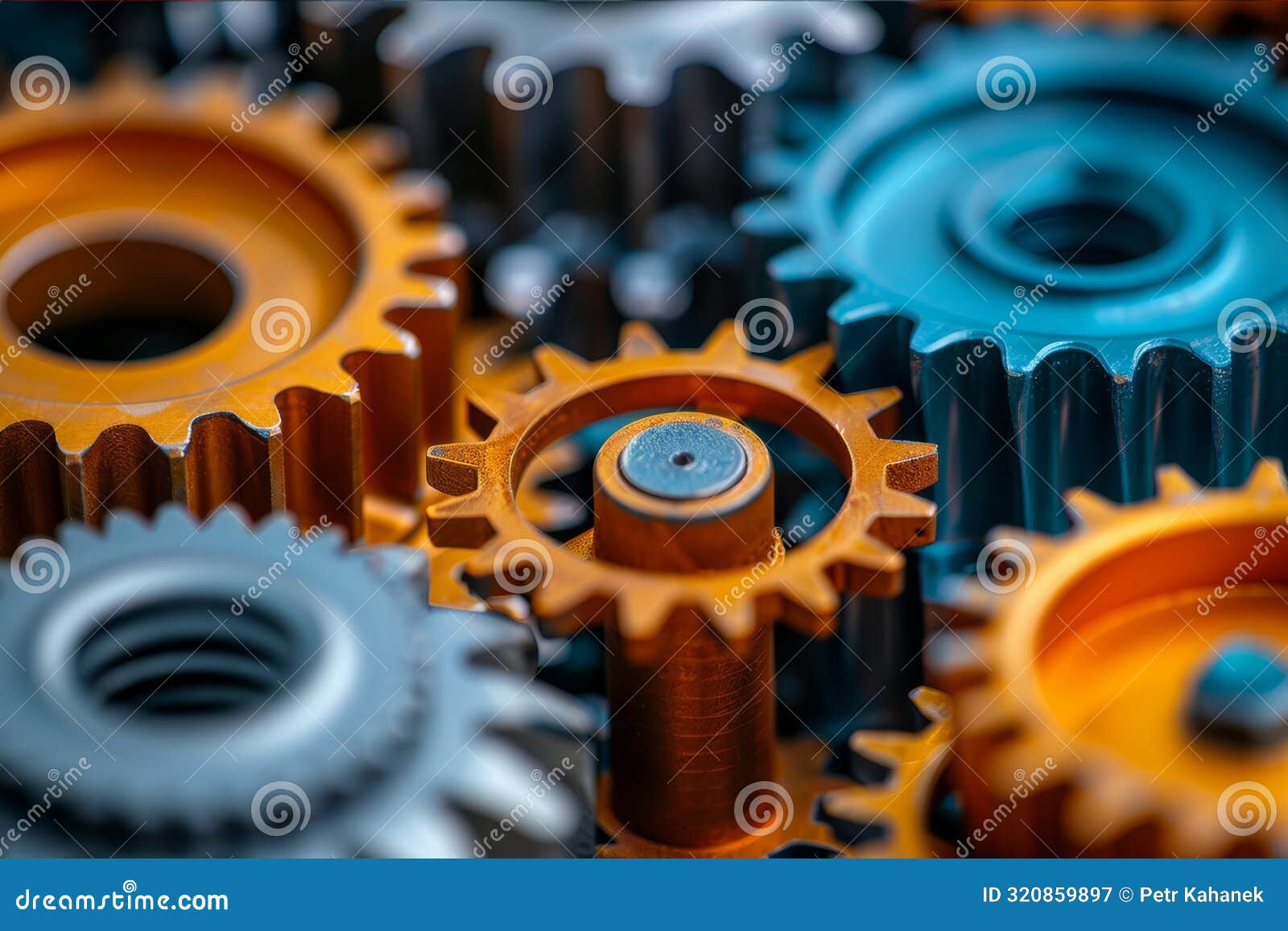 Interlocking Gears of Different Sizes and Colors Working Together ...