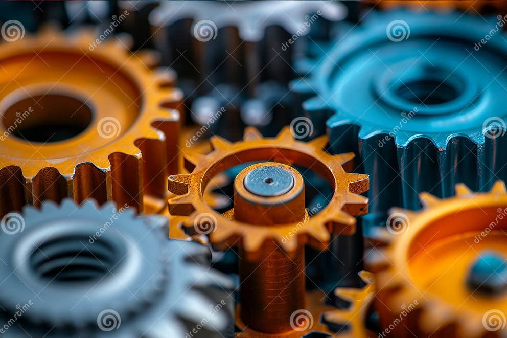Interlocking Gears of Different Sizes and Colors Working Together ...