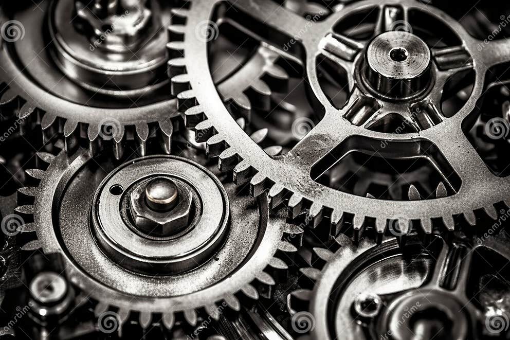 Interlocking Gears: Mesmerizing Mechanical Pattern in Close-up Stock ...