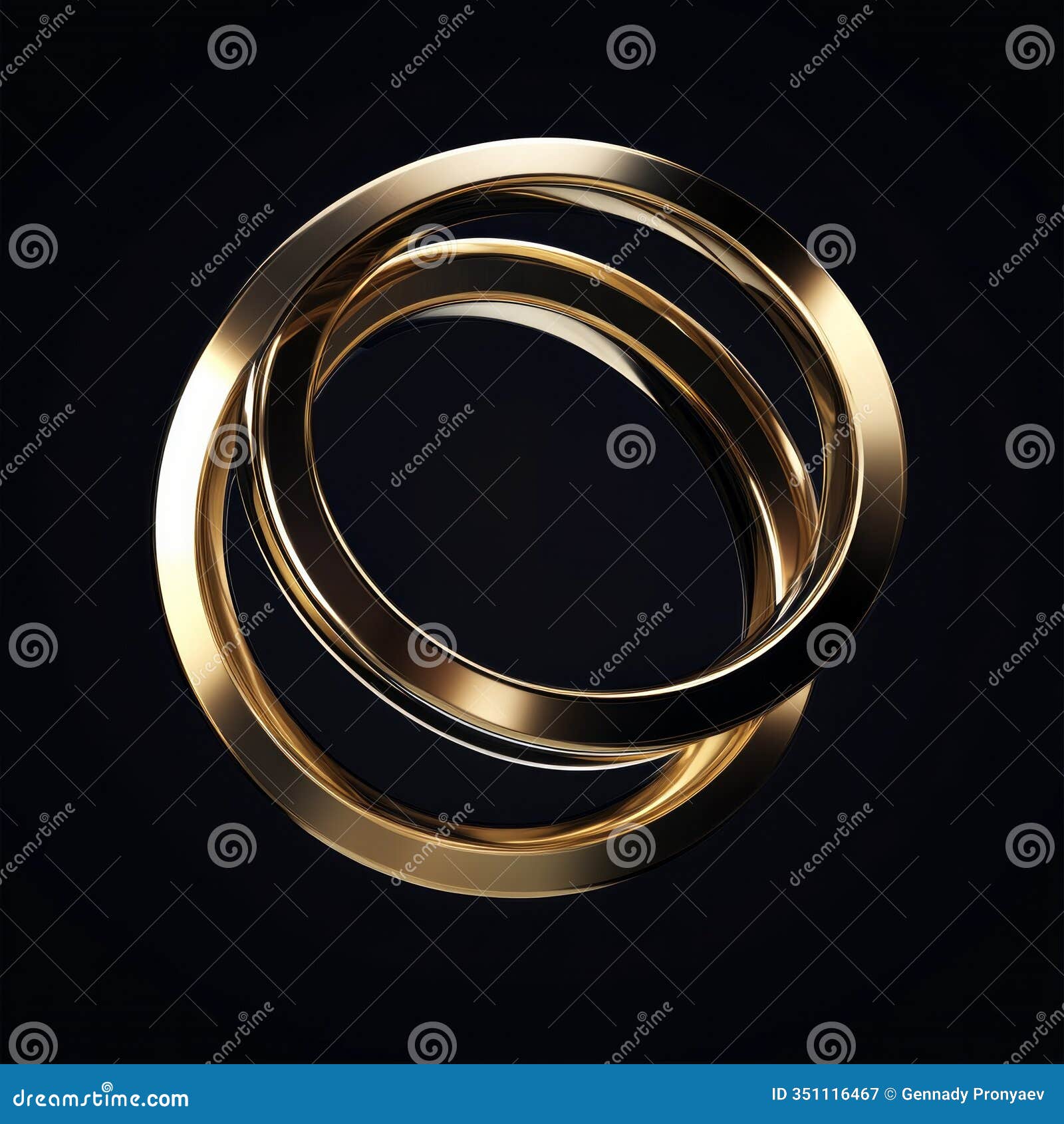 Elegant Interlocking Gold Rings on Black Background Stock Image - Image ...