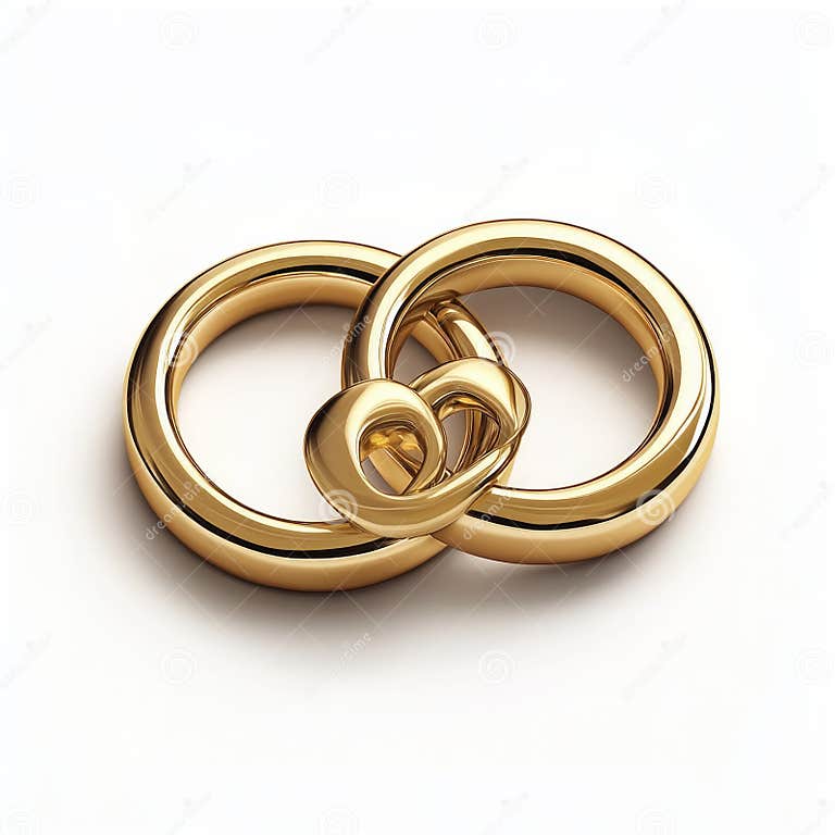 Interlocking Gold Wedding Rings on White Background Stock Photo - Image ...