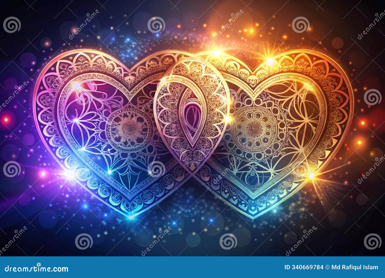 Interlocking Hearts a Design. Generative AI Stock Illustration ...