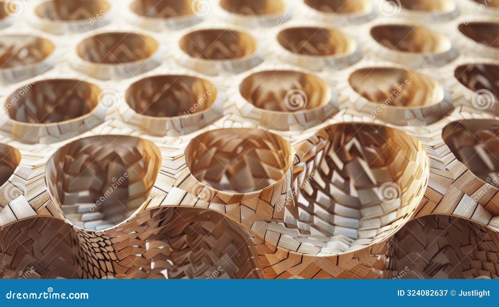 The Interlocking Hexagonal Weaving on a Woven Basket Creates a ...