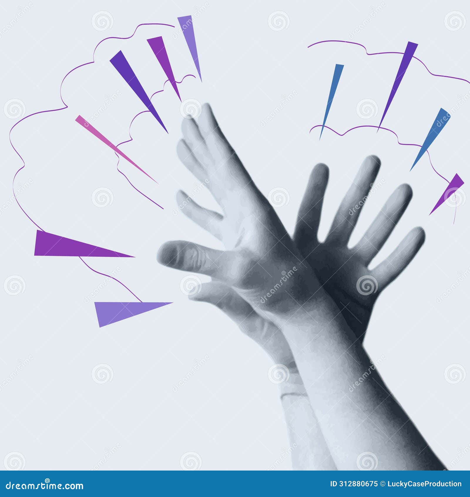 Interlocking Human Hands with a Painted Splash of Fingers. Hand ...