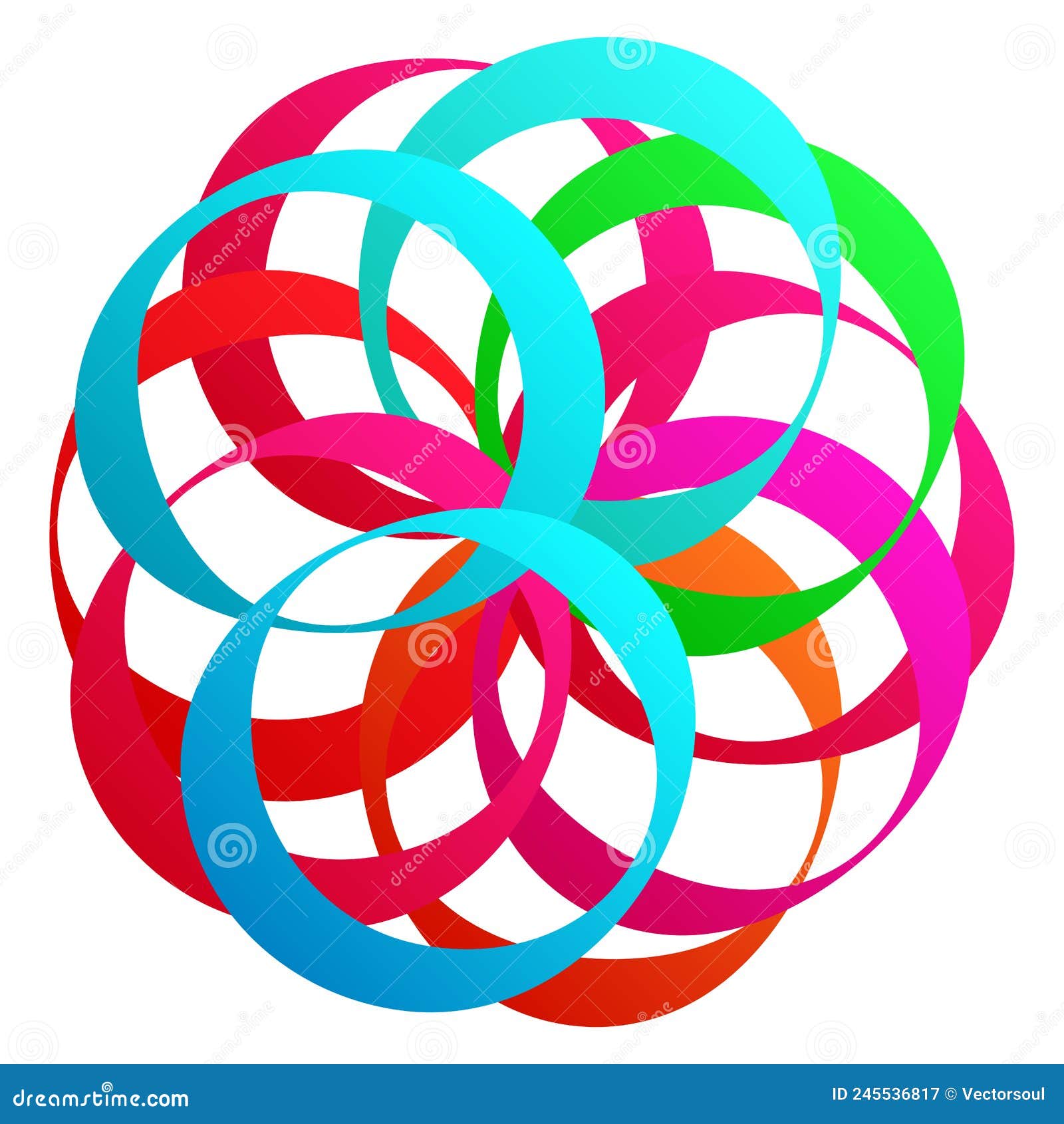 Interlocking, Interlace Circles Circular Geometric Icon, Logo Stock ...