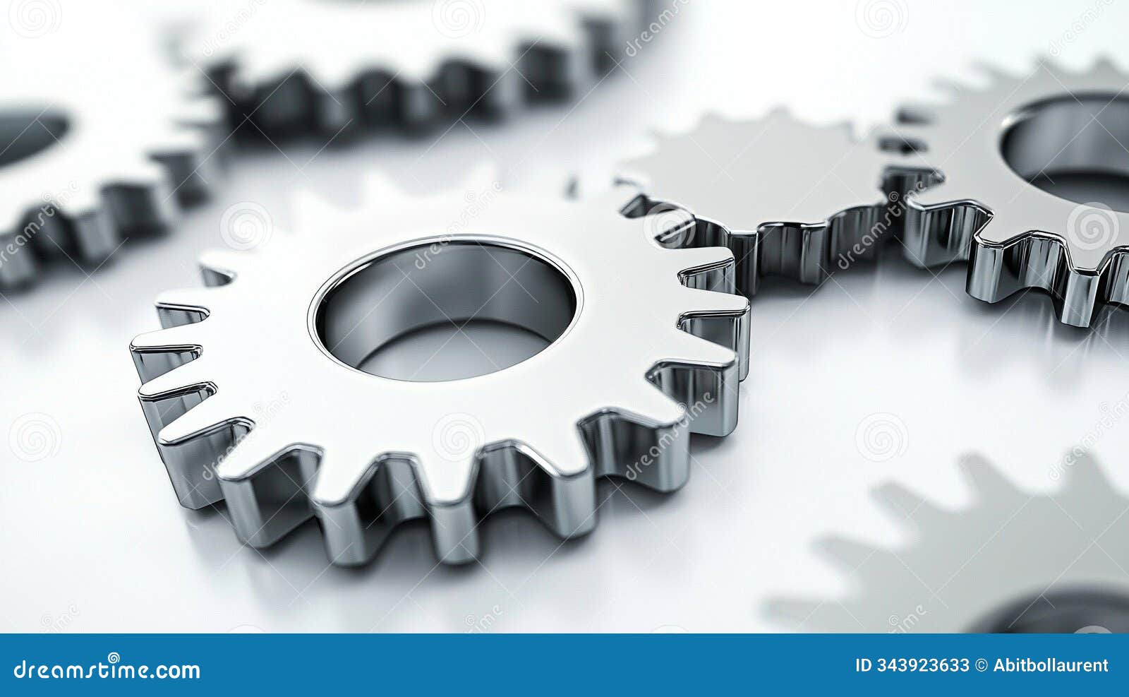 Interlocking Metal Gears with Shiny, Detailed Teeth on a Smooth Surface ...