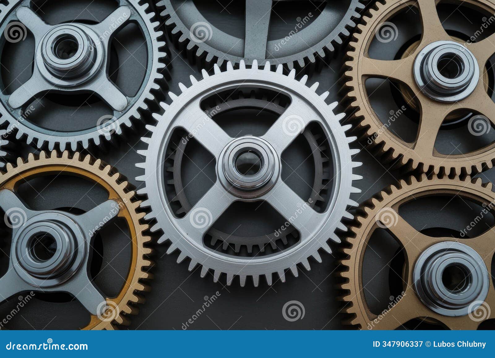 Interlocking Metal Gears Working Together in a Complex System Stock ...