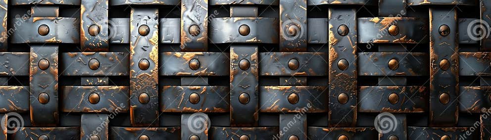 Interlocking Metal Strips with Rivets, Creating a Textured Background ...