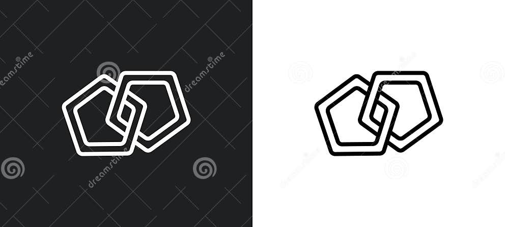Interlocking Outline Icon in White and Black Colors. Interlocking Flat ...