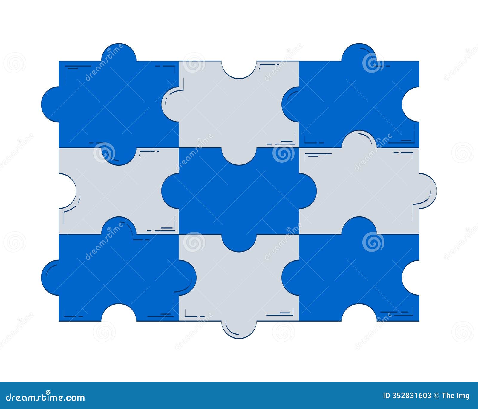 Interlocking Puzzle Pieces 2D Doodle Object Stock Illustration ...