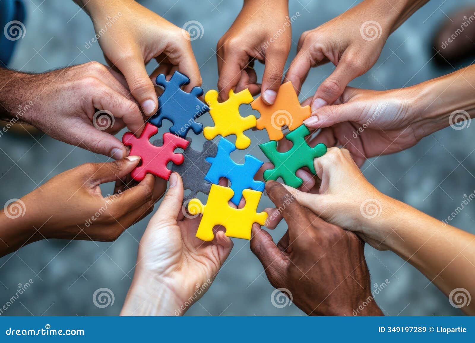 Interlocking Puzzle Pieces Forming Colorful Hands Symbolize Unity ...