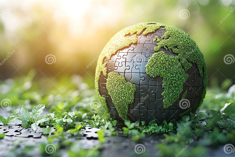 Interlocking Puzzle Pieces Forming a Spherical Globe, Symbolizing Unity ...
