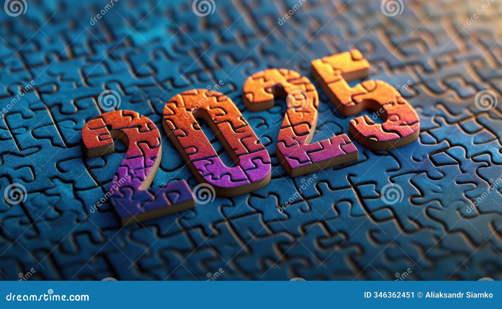 Interlocking Puzzle Pieces Forming the Year 2025 Stock Illustration ...