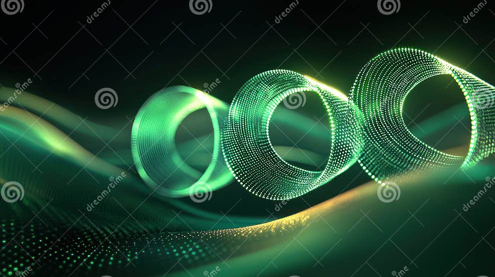 Interlocking Rings Create Mesmerizing Abstract Design with Glowing Dots ...