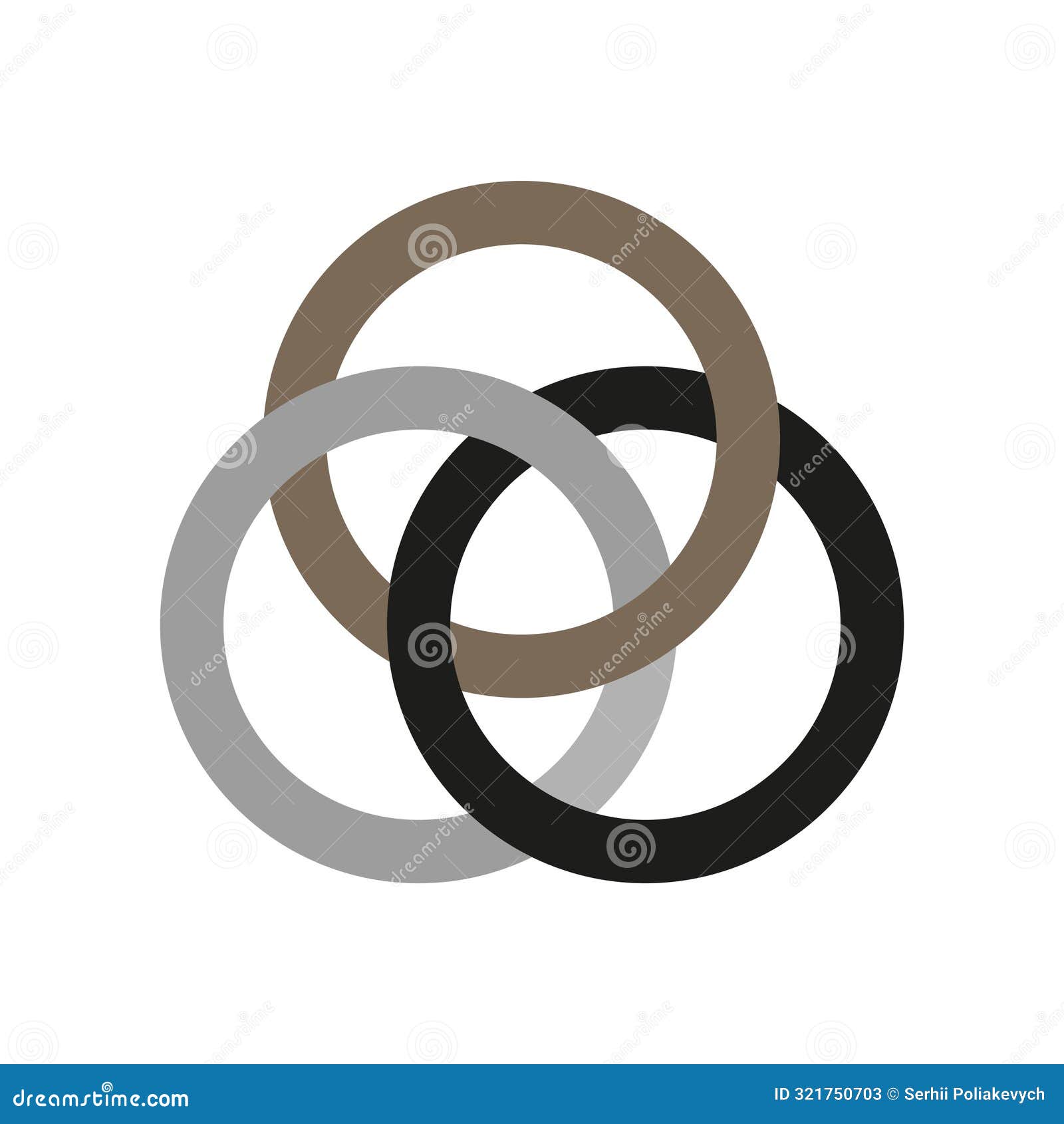 Interlocking Rings Icon. Three Colored Circles. Overlapping Vector ...