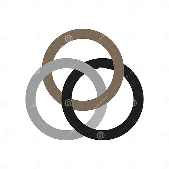 Interlocking Rings Icon. Three Colored Circles. Overlapping Vector ...