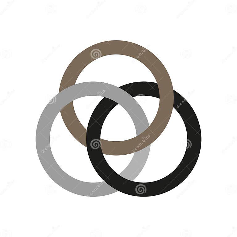 Interlocking Rings Icon. Three Colored Circles. Overlapping Vector ...