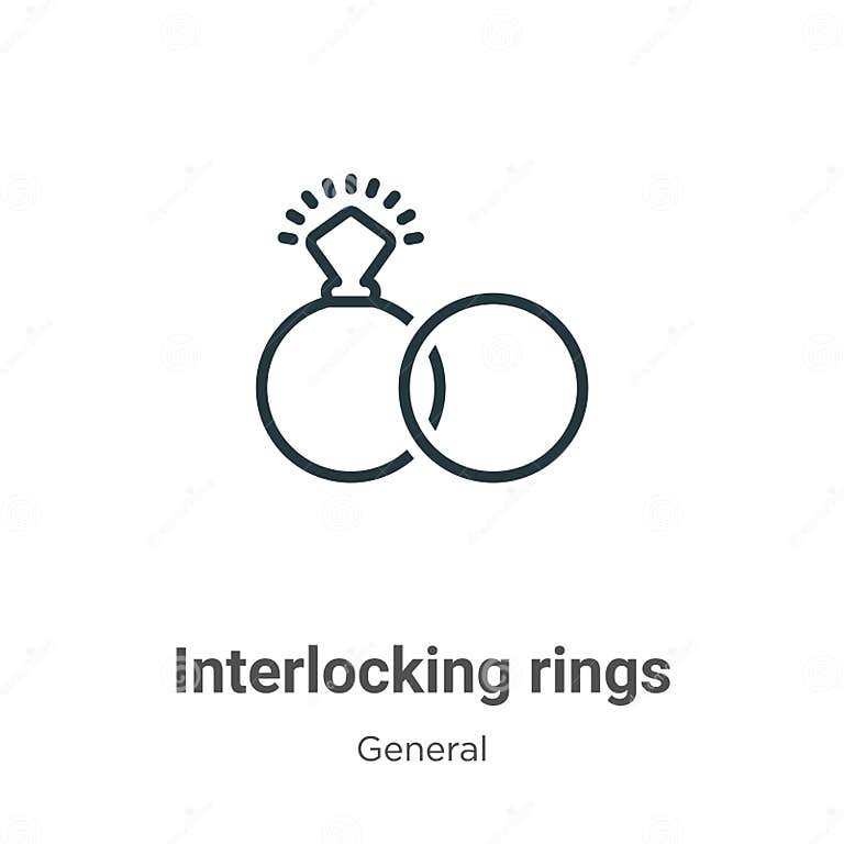 Interlocking Rings Outline Vector Icon. Thin Line Black Interlocking ...