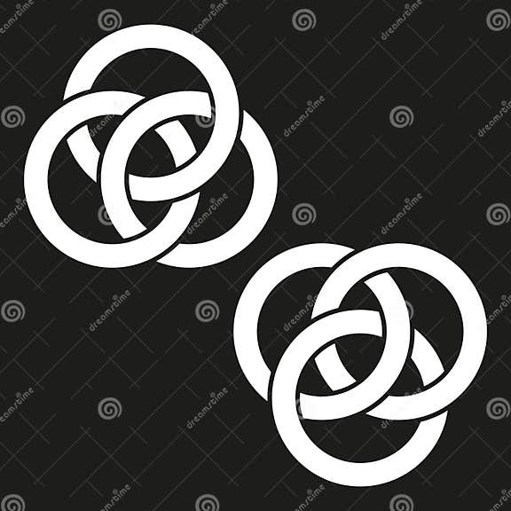 Interlocking Rings Pattern. White Rings on Black. Geometric Design ...