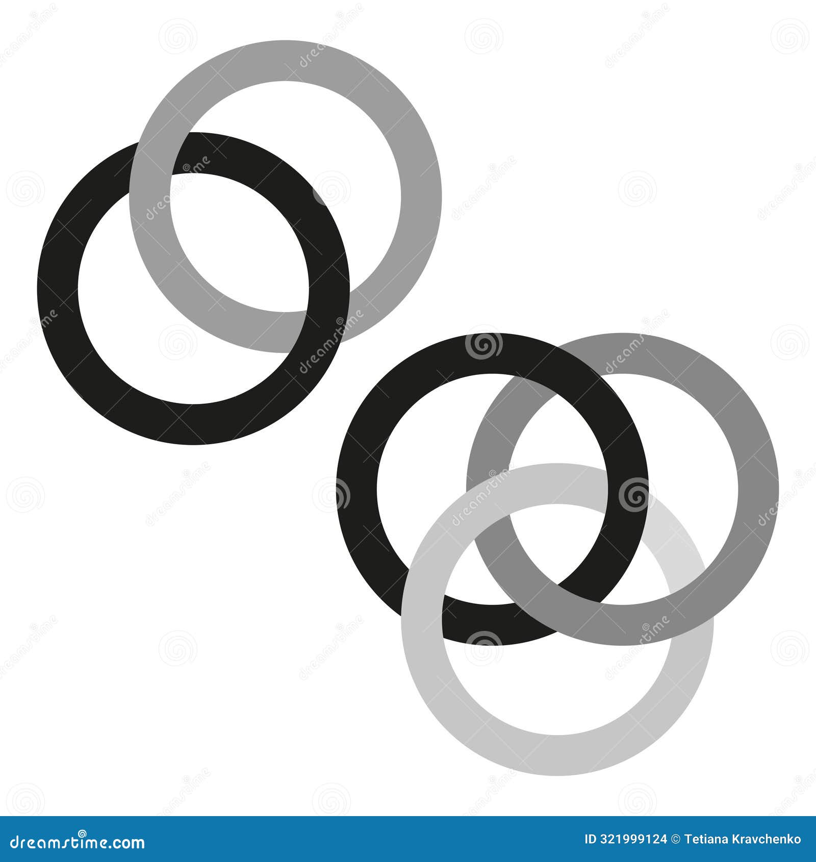Interlocking Rings Vector. Abstract Circular Pattern. Monochrome ...