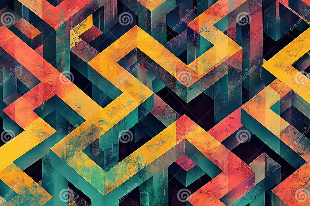 Interlocking Shapes And Repeating Patterns Create A Vibrant And Dynamic