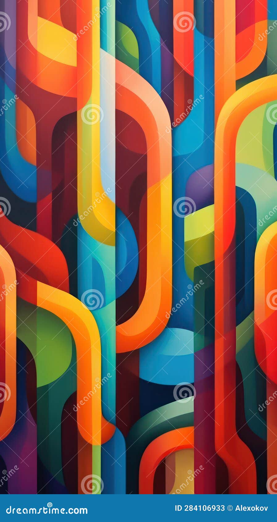 Interlocking Shapes in Vibrant Hues. Stock Illustration - Illustration ...