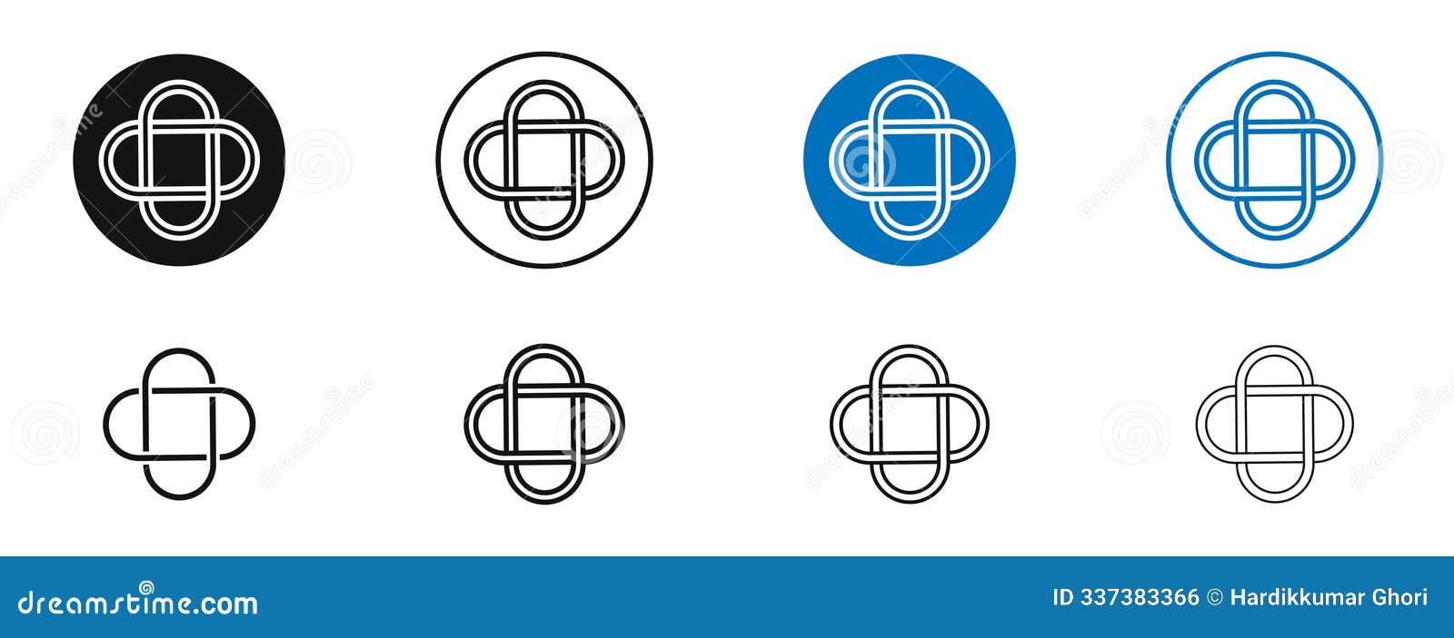 Interlocking Thin Line Vector Icon Set Stock Illustration ...