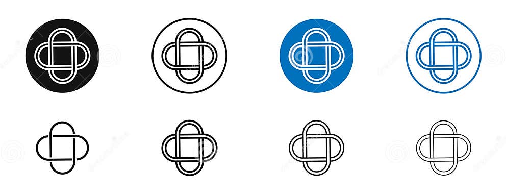 Interlocking Thin Line Vector Icon Set Stock Illustration ...