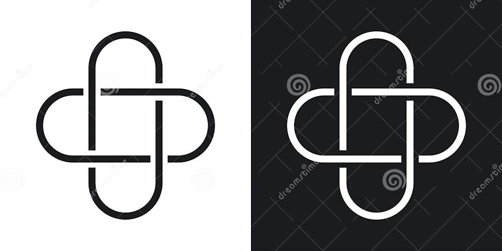 Interlocking Thin Line Vector Icon Set Stock Illustration ...