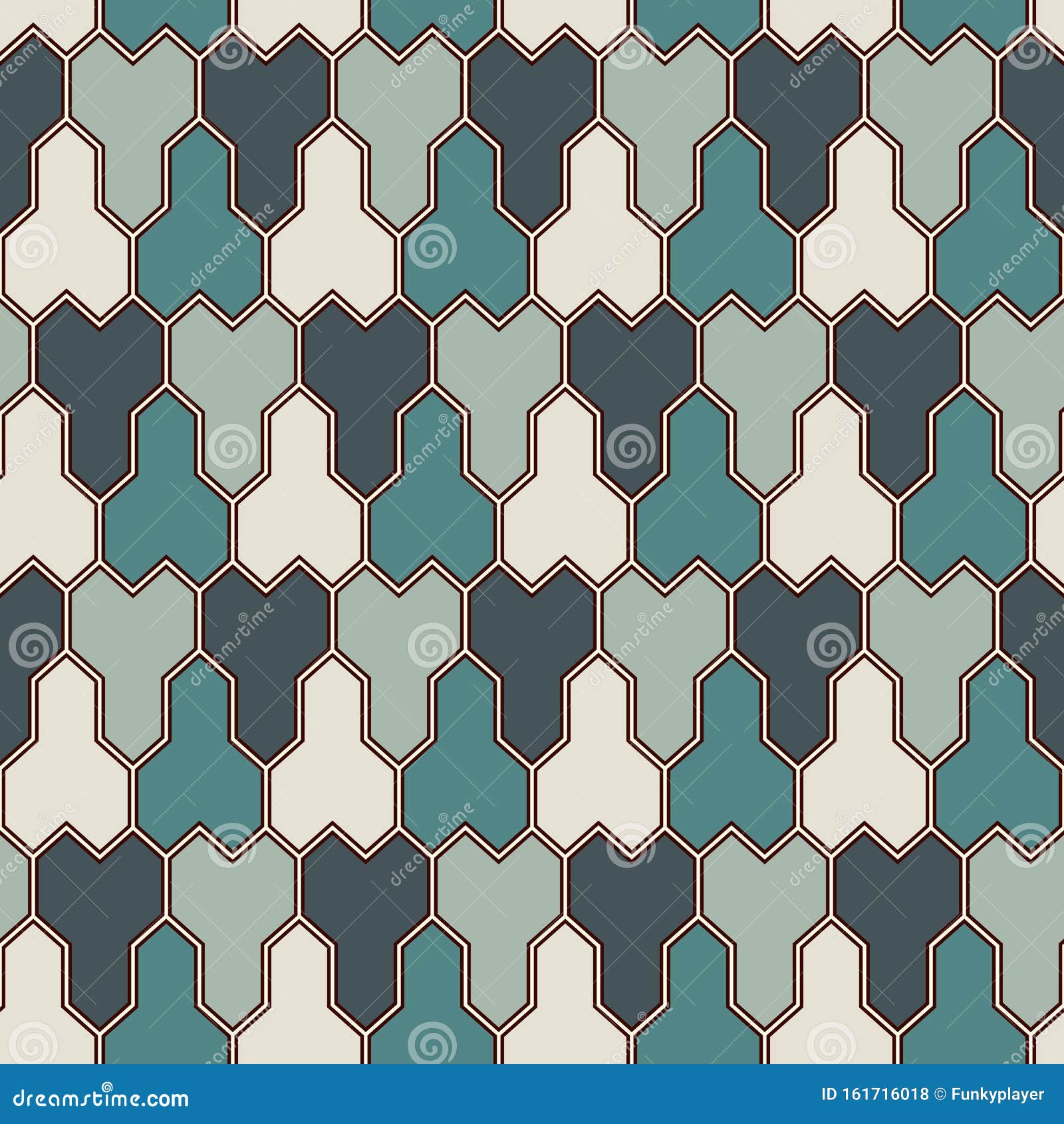 Interlocking Three Pronged Blocks Background. Winder Keys Motif. Ethnic ...