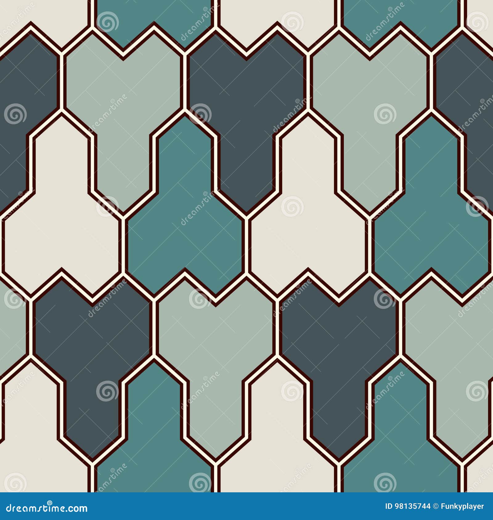 Interlocking Three Pronged Blocks Background. Winder Keys Motif. Ethnic ...