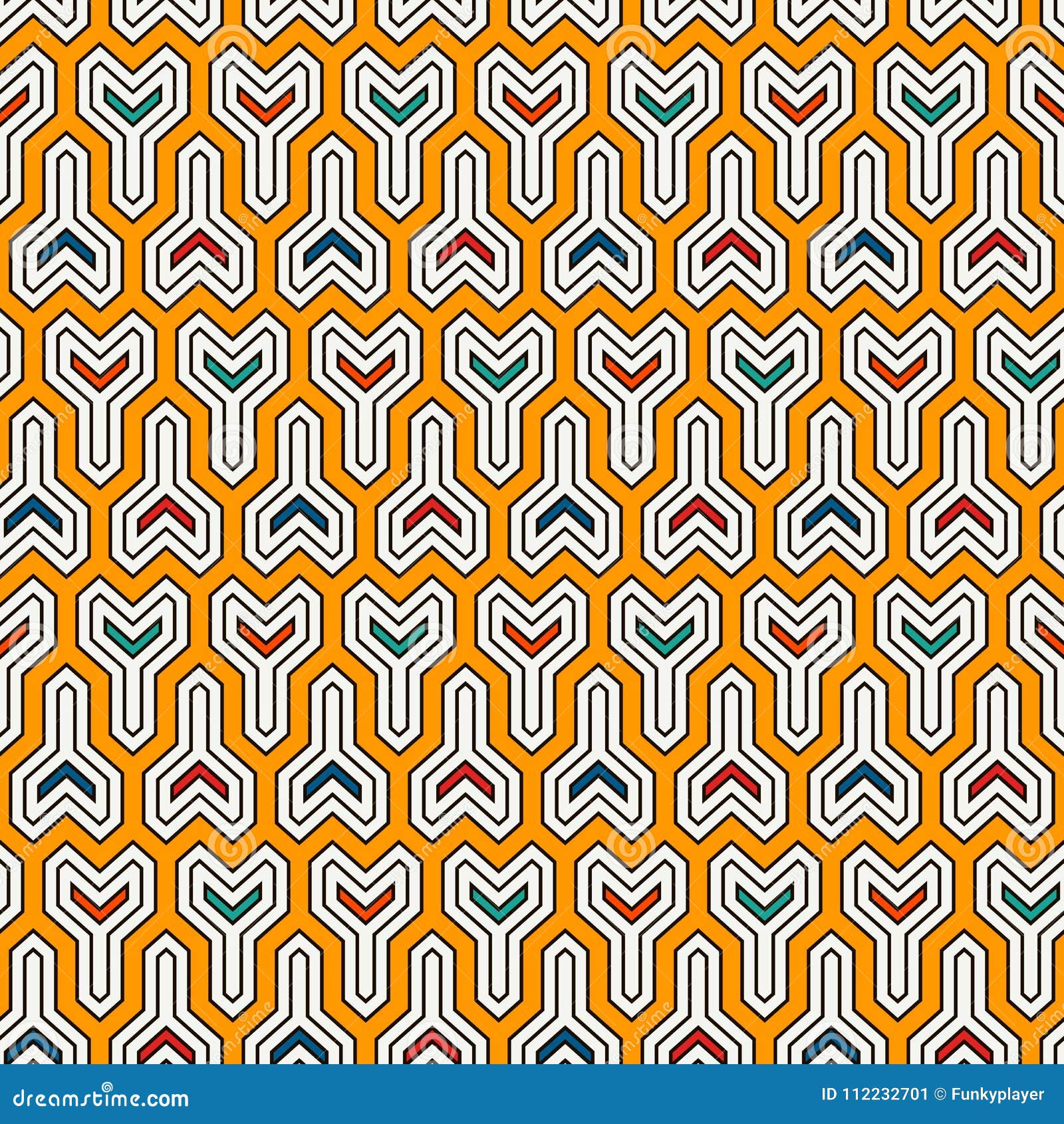 Interlocking Three Pronged Blocks Background. Winder Keys Motif. Ethnic ...
