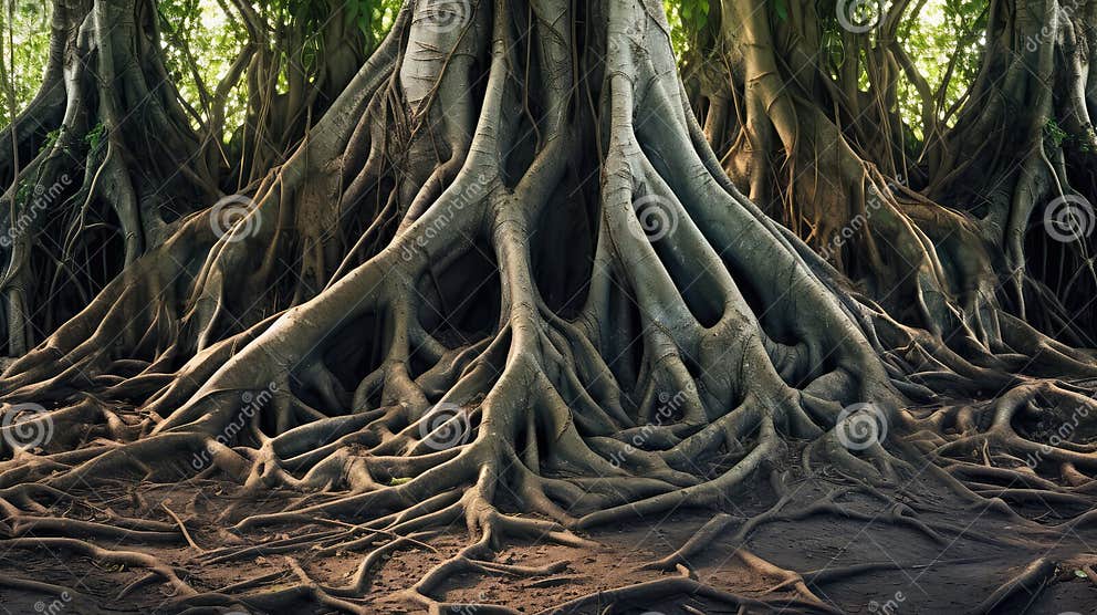 Interlocking tree roots stock illustration. Illustration of balance ...