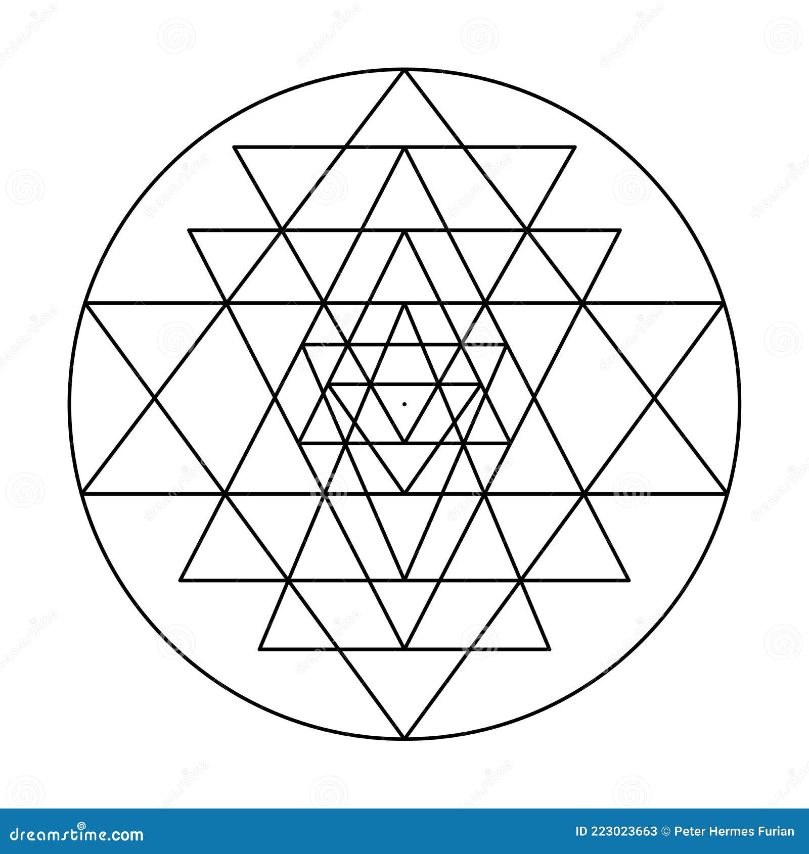 Nine Interlocking Triangles Of Sri Yantra, Shri Yantra Or Shri Chakra ...