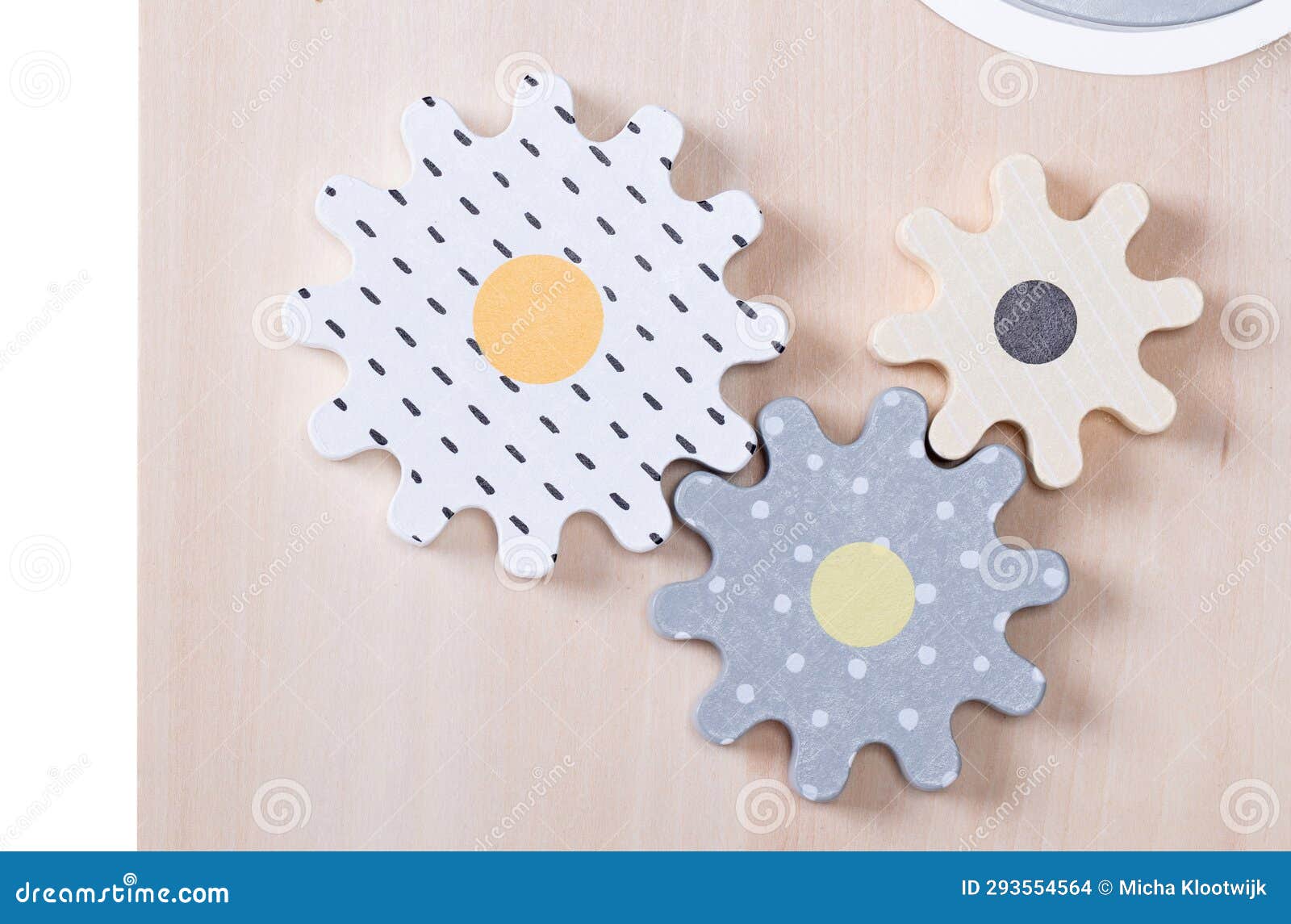 Interlocking Wooden Gears on a Childrens Toy Stock Photo - Image of ...
