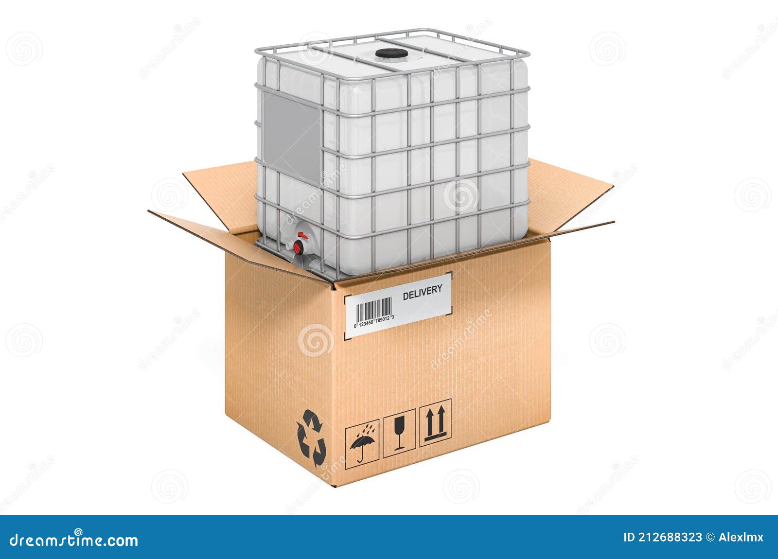 Intermediate Bulk Container Inside Cardboard Box, Delivery Concept. 3D ...