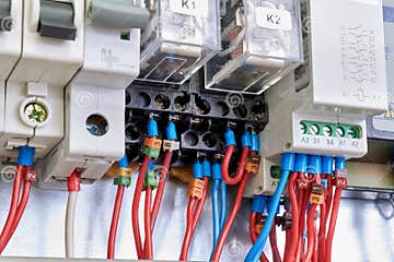 Intermediate Electrical Relays, Circuit Breakers in Electrical Cabinet ...