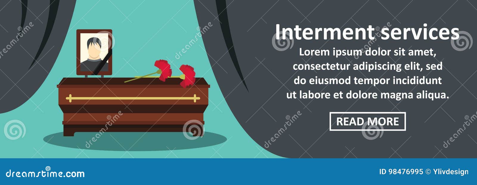 Interment Services Banner Horizontal Concept Stock Vector ...