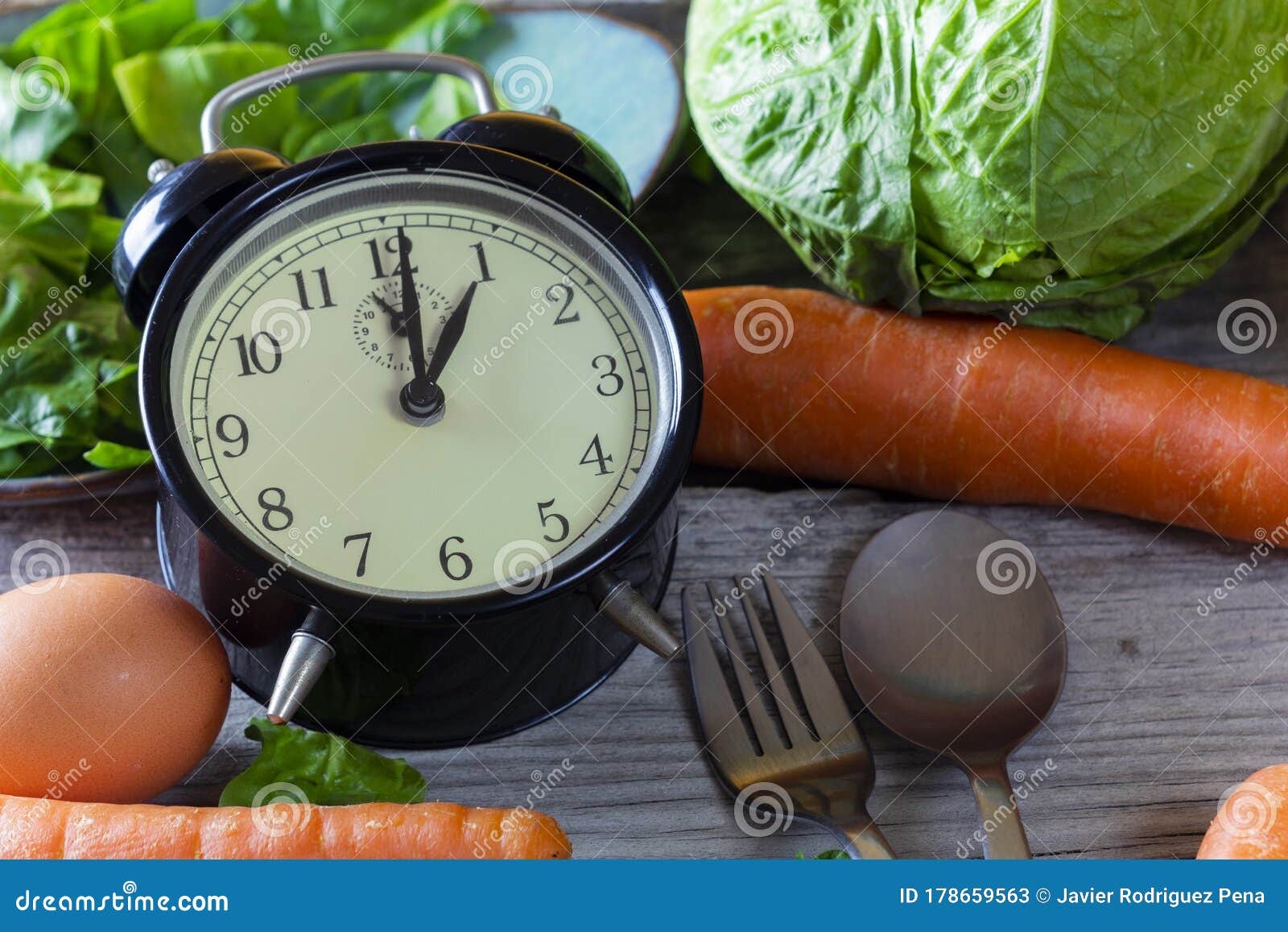 Intermittent Fasting, Clock with Vegetables Around and Yellow ...