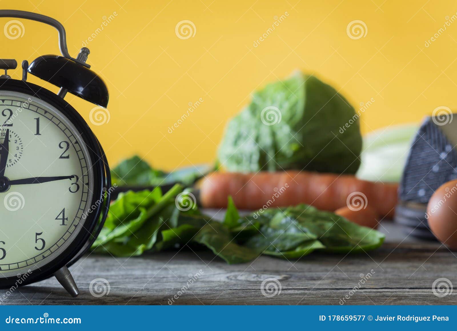 Intermittent Fasting, Clock with Vegetables Around and Yellow ...