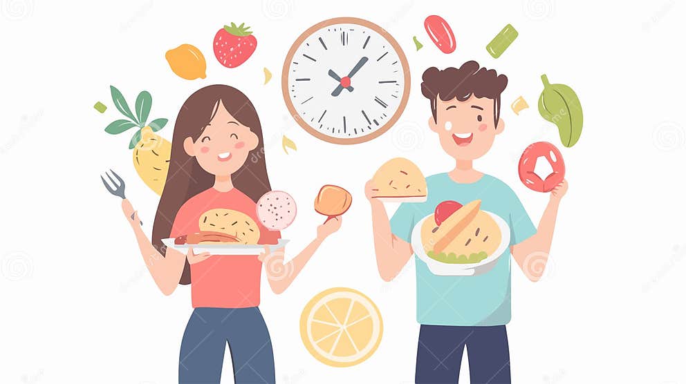 Intermittent Fasting Concept with Meal Scheduling. Stock Vector ...