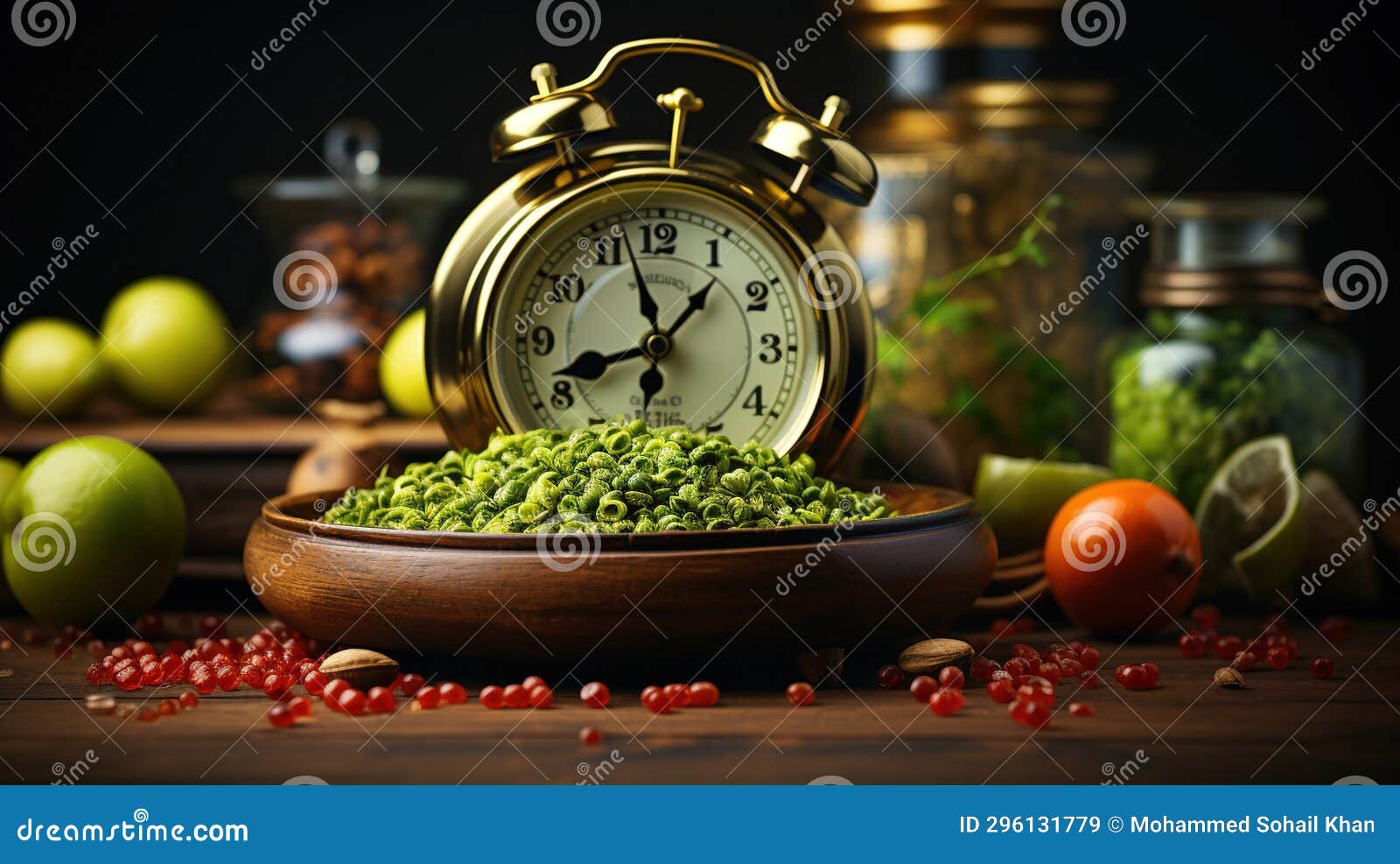 Intermittent Fasting Concept Theme of Fruits with Alarm Clock ...