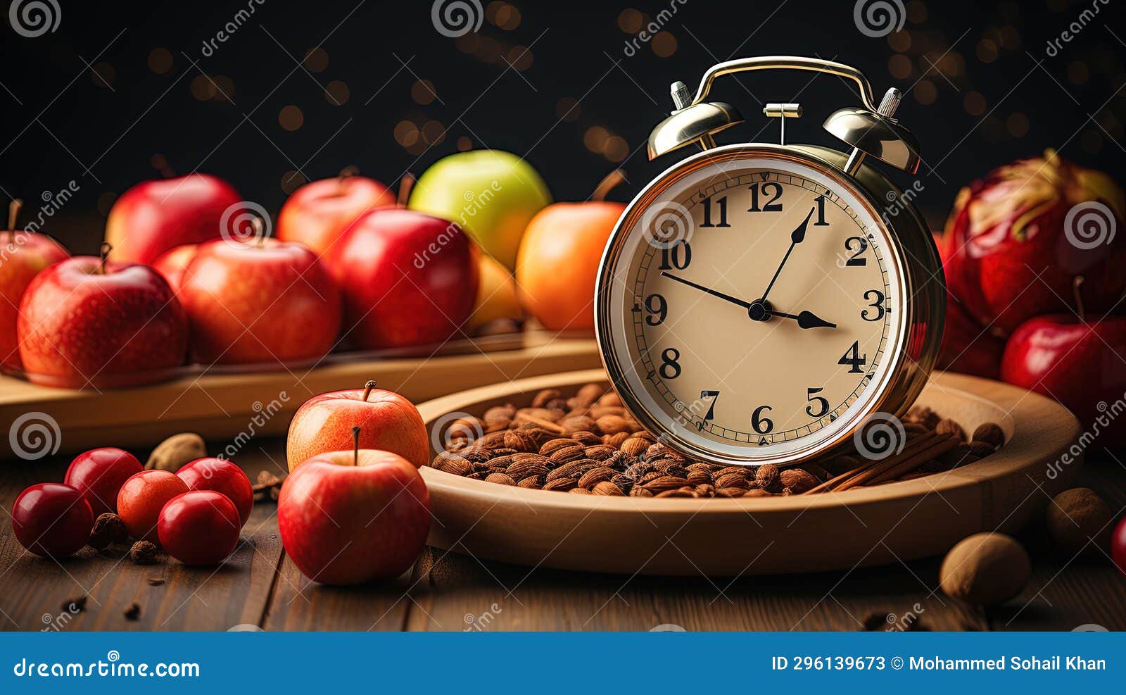Intermittent Fasting Concept Theme Of Fruits With Alarm Clock ...