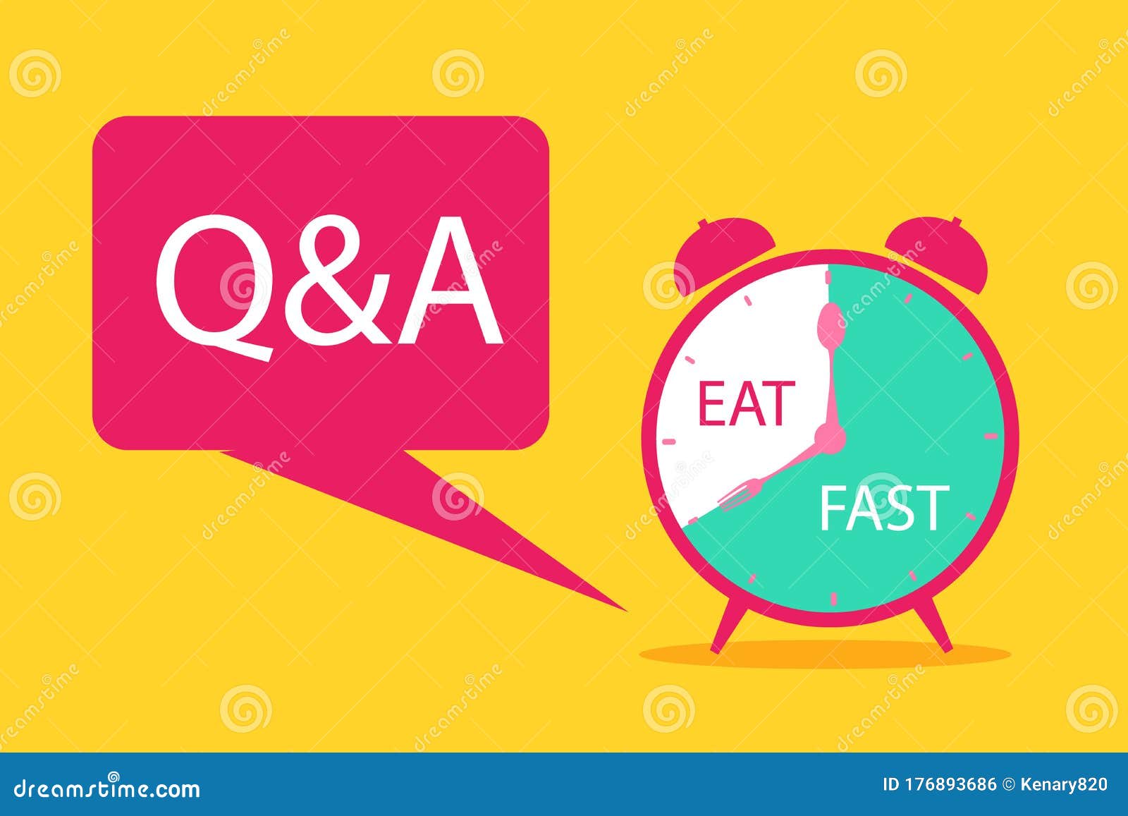 Intermittent Fasting Q&a, Clock with Eating and Fasting Hours ...