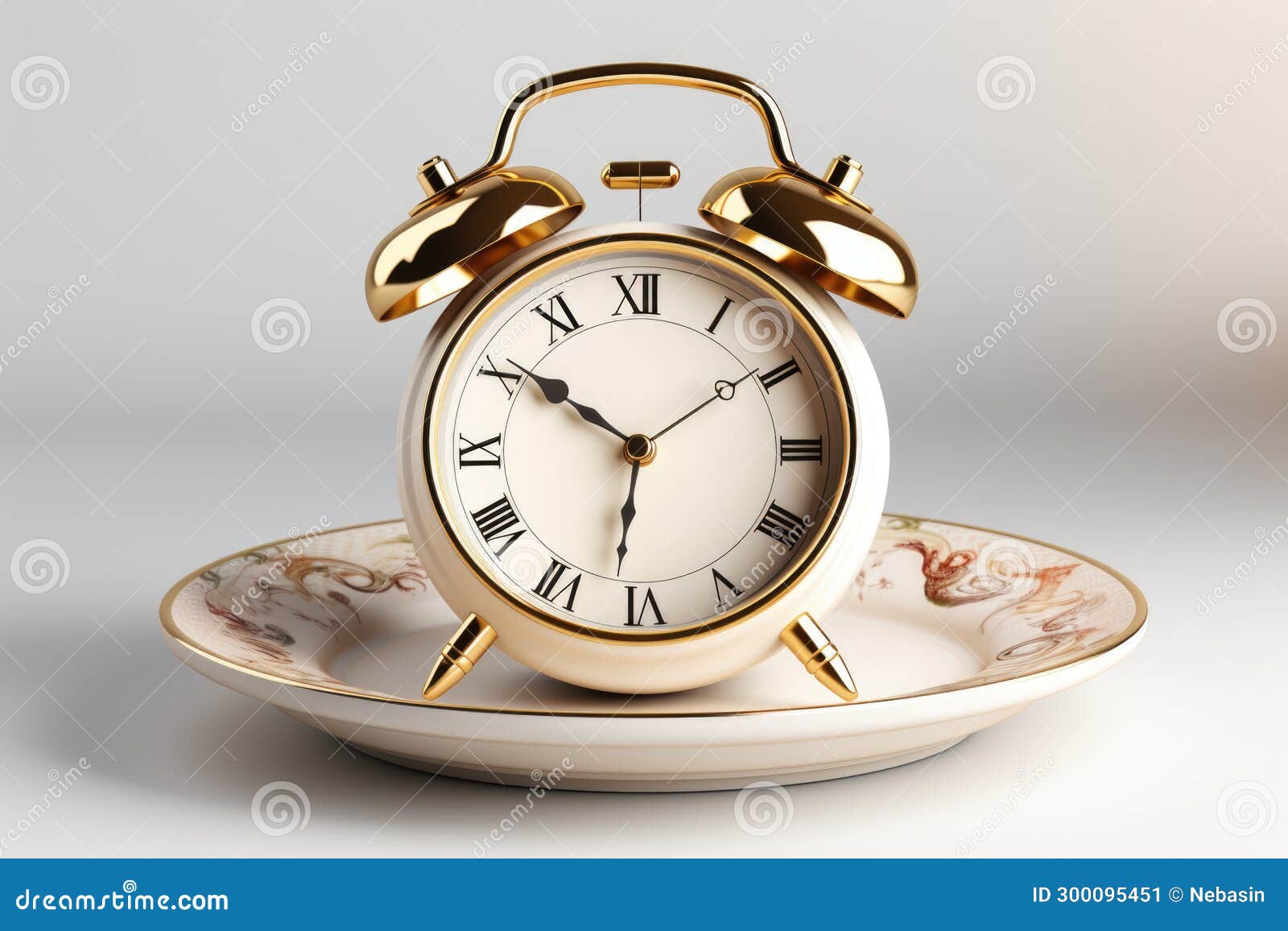 Intermittent Fasting Symbolism: Alarm Clock on a Plate Stock ...