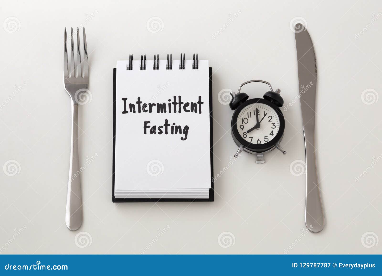 Intermittent Fasting Word On Notepad With Clock Royalty-Free Stock ...