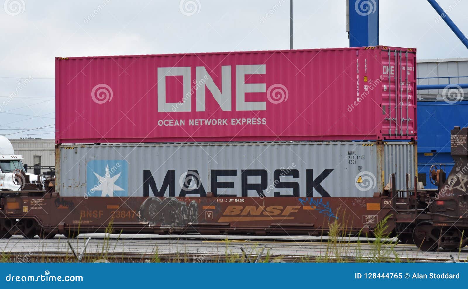 Intermodal Containers Sit on Loaded Freigh Train Editorial Image ...