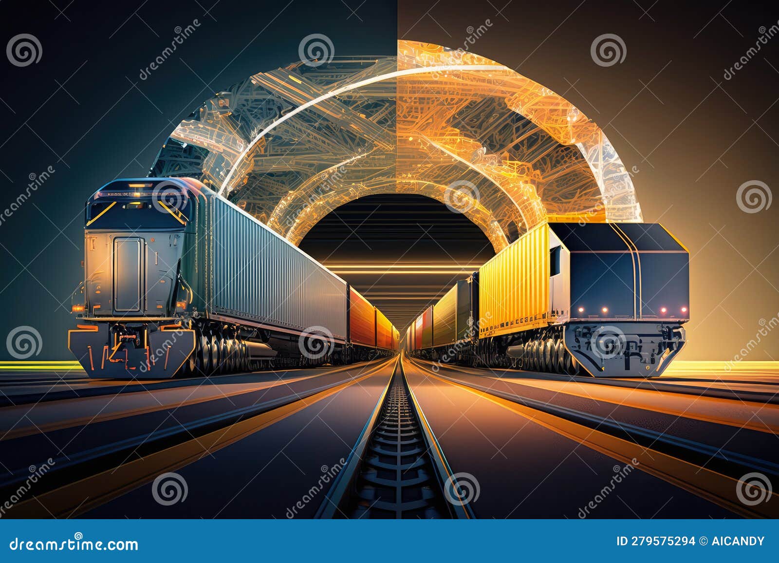 Intermodal Transportation Abstract 3D Rendering of an Intermodal ...