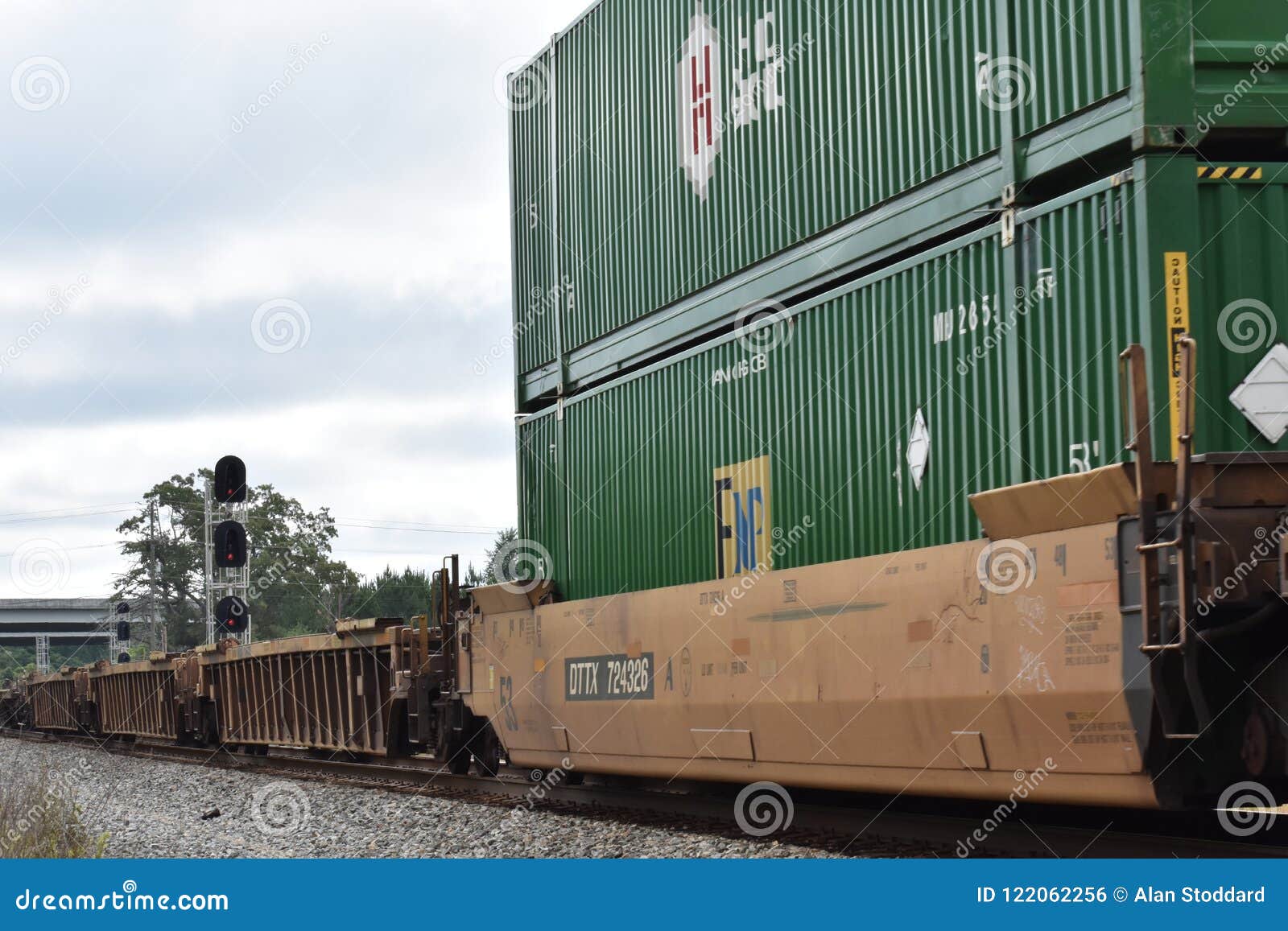 Intermomdal Train Container Freight Double Stacked Editorial Photo ...