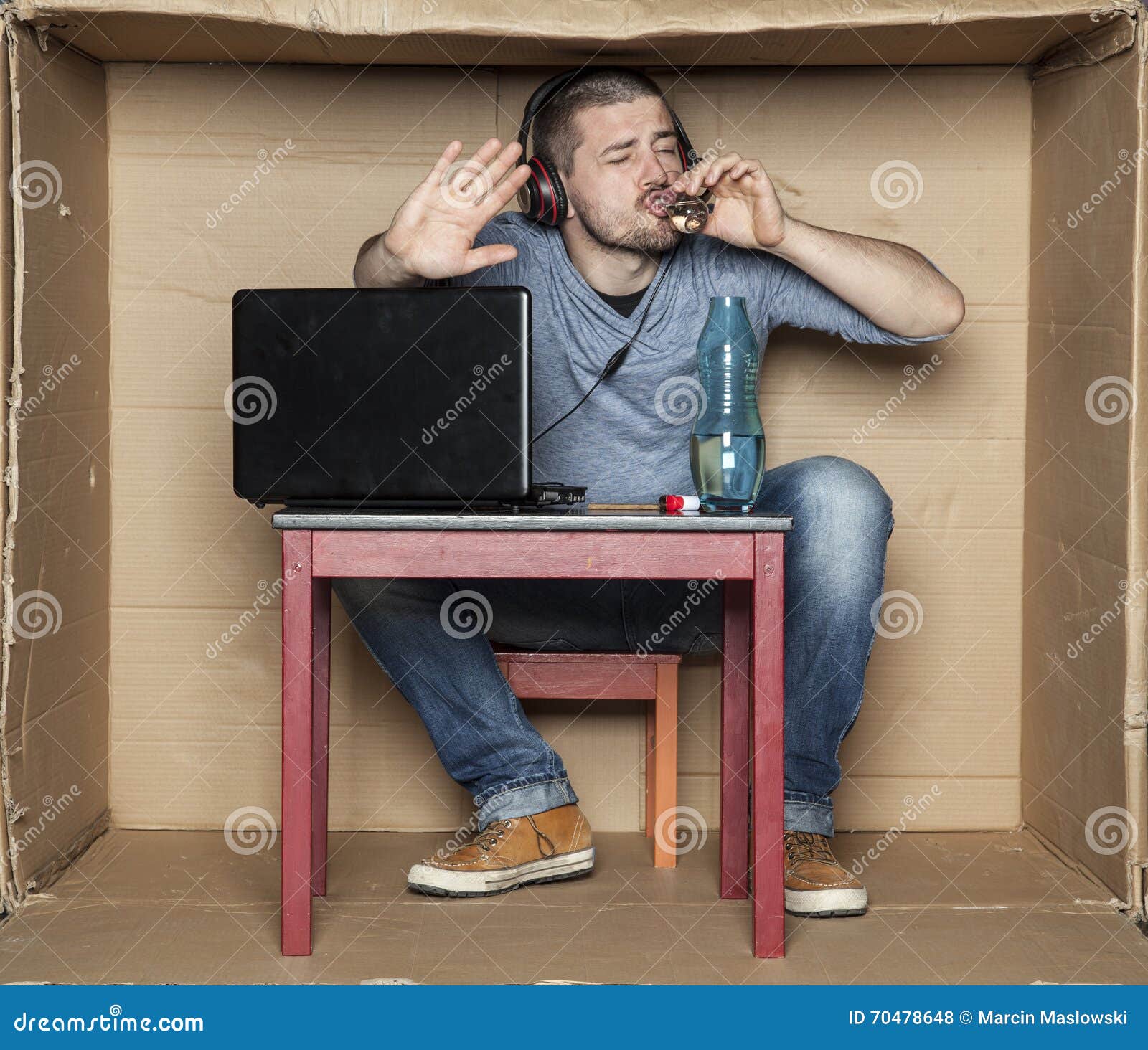 Intern Drink Alcohol while Working on the Computer Stock Photo - Image ...